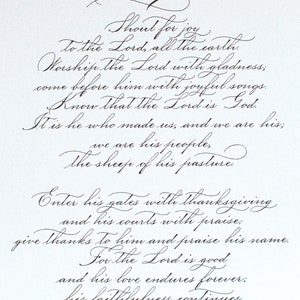 Psalm 100 Handwritten Bible Verse Wall Art Custom Christian Home Decor ...