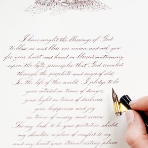 Custom Calligraphy Service Handwritten Wedding Vow Letter Drawing From ...