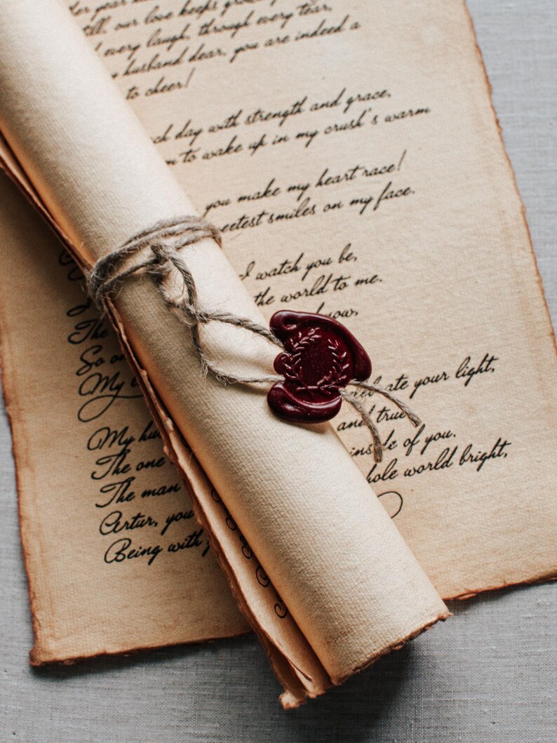 Handwritten Vintage Scroll Letter Handmade Wax Seal Letter Wedding Vows ...