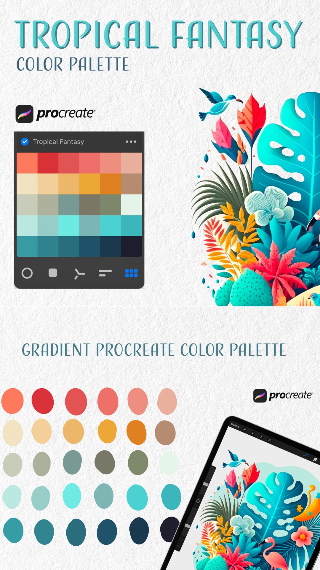 Procreate Color Palette Tropical Color Scheme Branding Design Palette