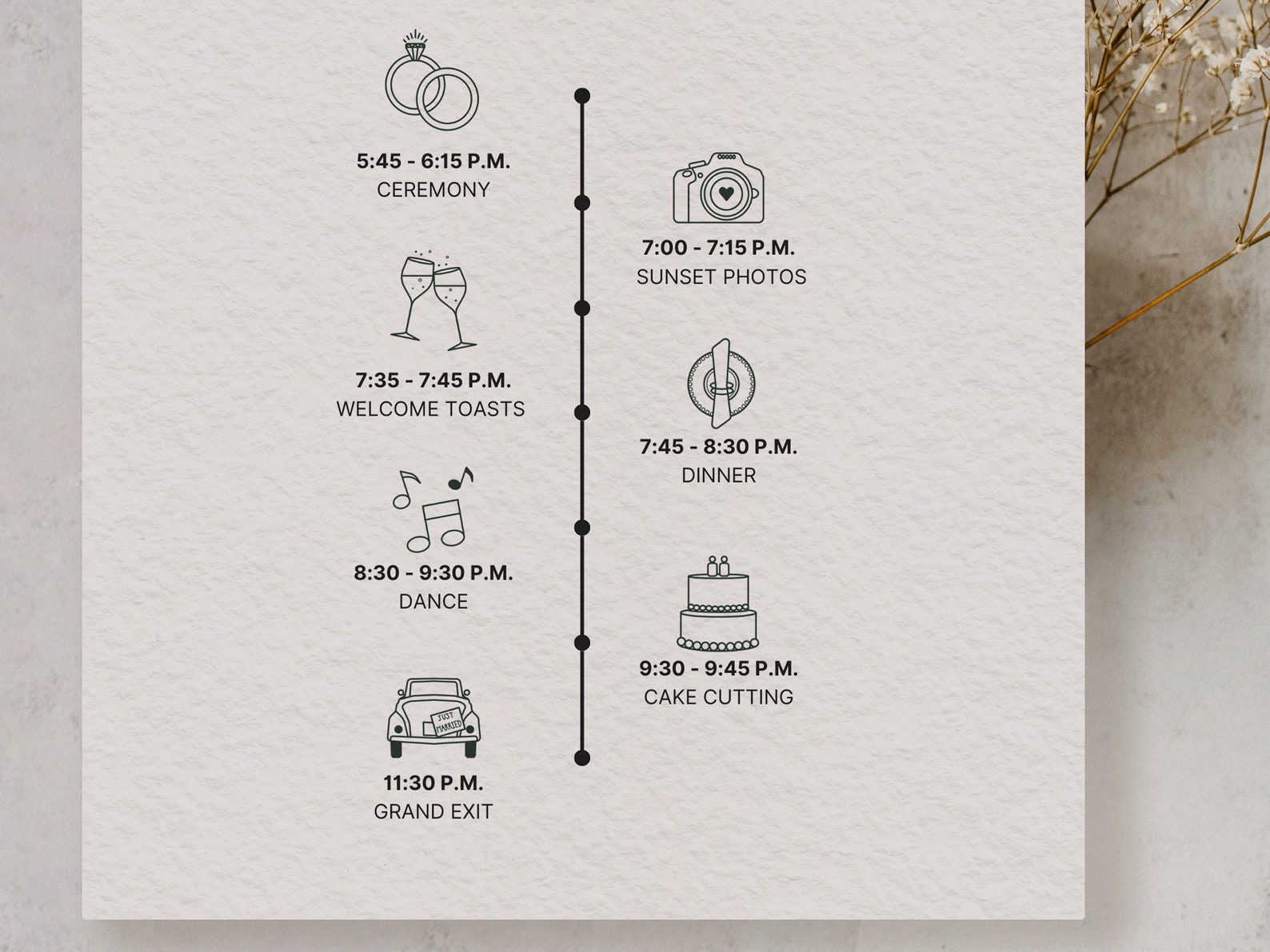 Editable Wedding Day Timeline Wedding Reception Schedule Info Wedding ...