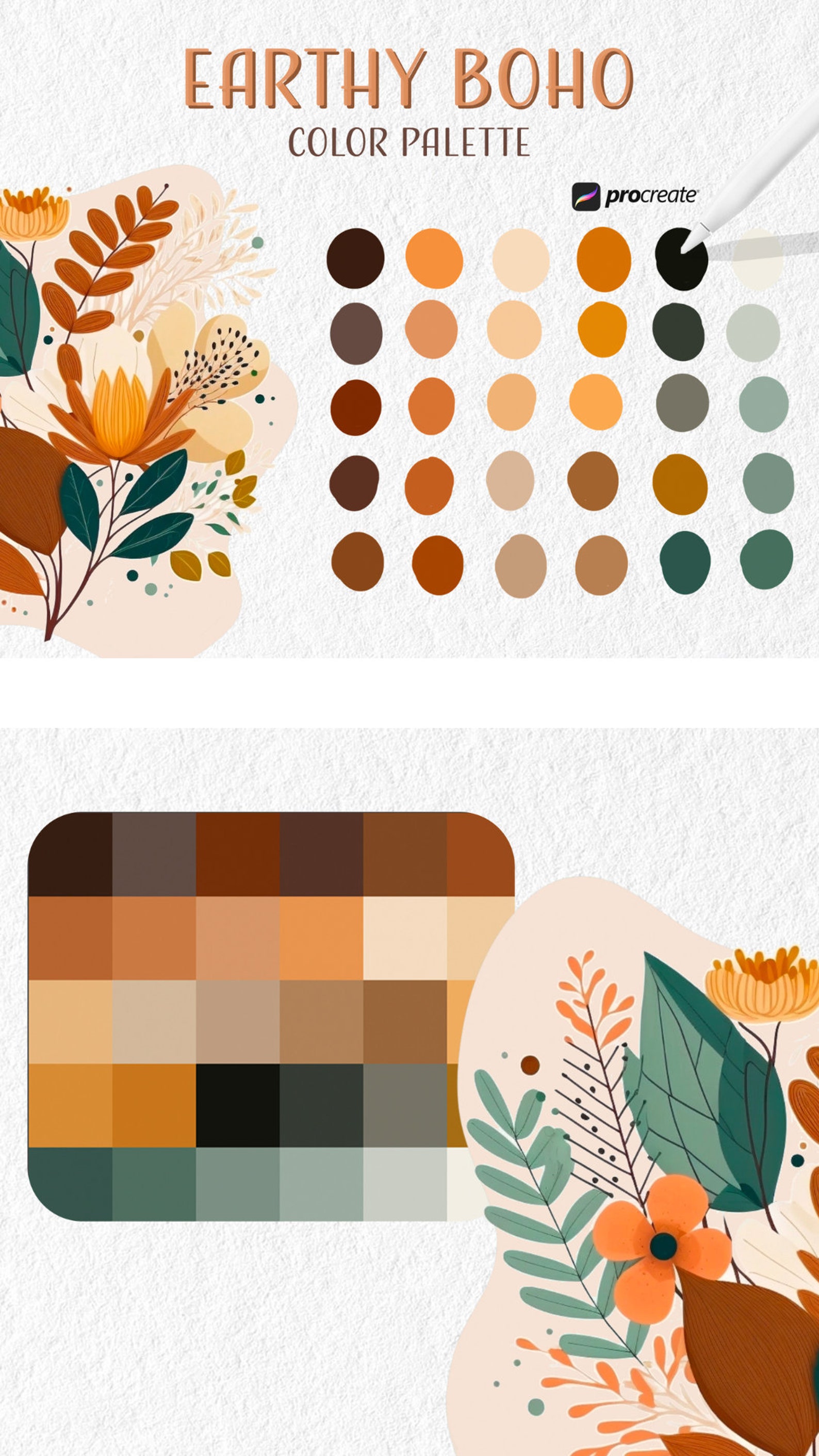 Procreate Color Palette Earthy Boho Color Scheme Branding Design ...