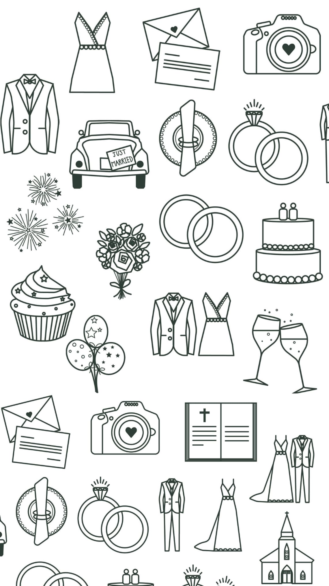 Wedding Icon SVG Wedding Clipart Wedding Timeline Icon Wedding Symbol Hand Drawn Graphic Element ...