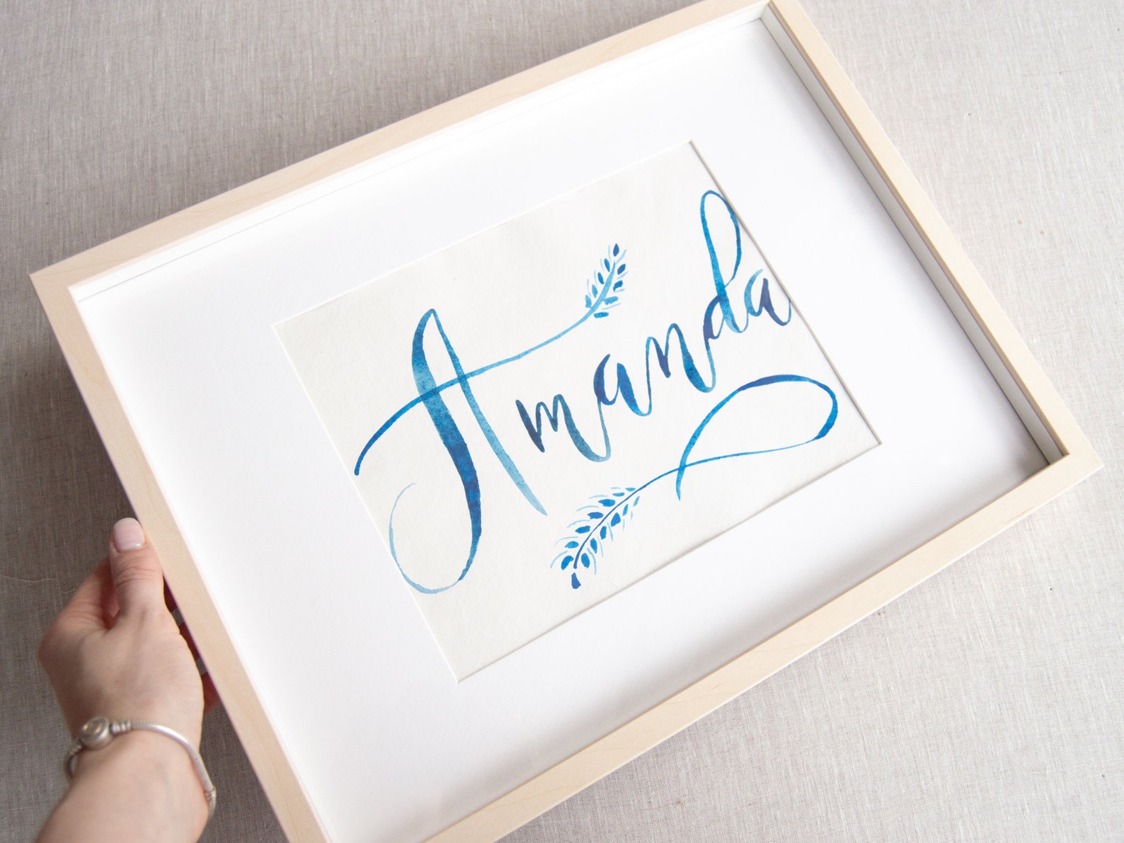 Custom Watercolor Name Calligraphy Print Watercolor Nursery Wall Decor ...