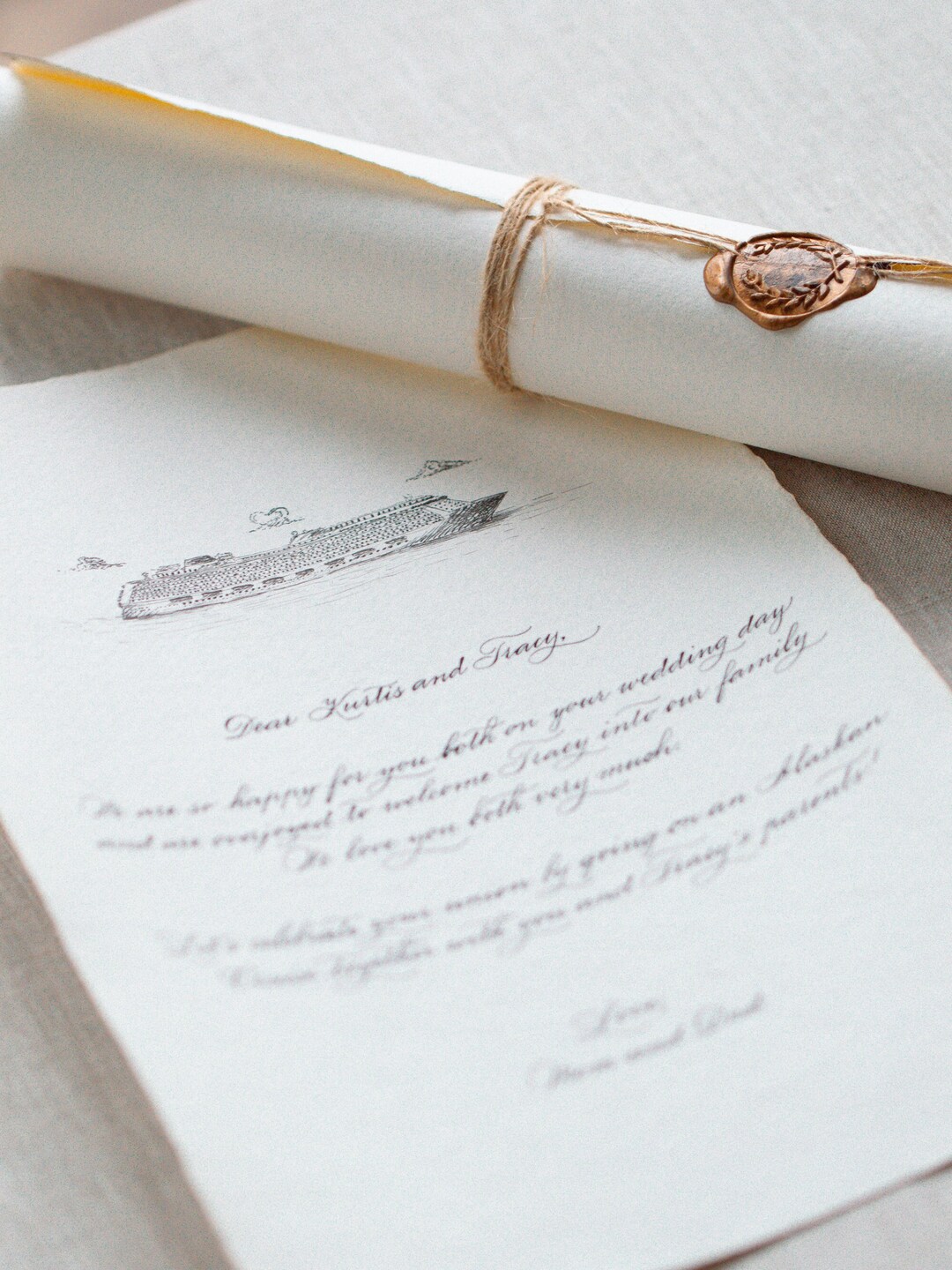 Custom Calligraphy Scroll With Wax Seal Handwritten Love Letter ...