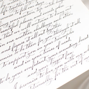 Custom Calligraphy Poster Handwritten Calligraphy Service Wedding Vow ...