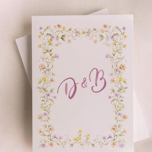 Handpainted Couple Invitation Watercolor Wedding Invite Custom Wedding ...