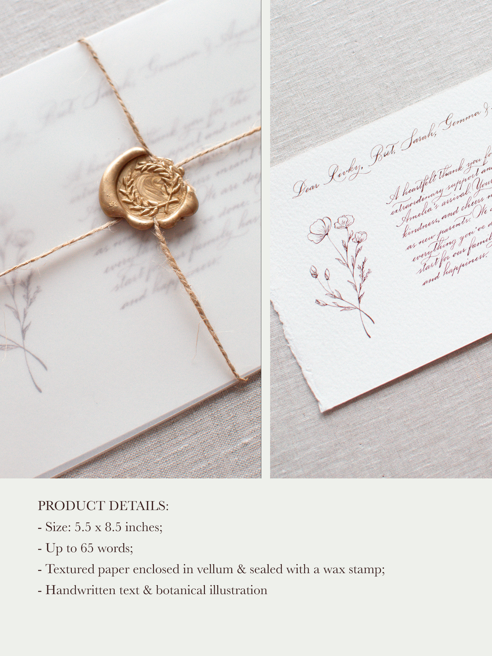 Custom Calligraphy Service Handwritten Thank You Card Gift to Say Thank ...