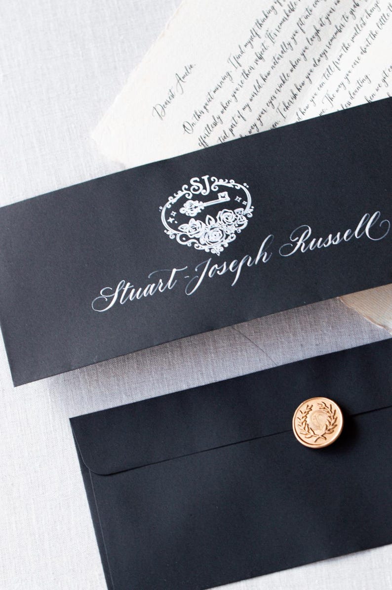 Custom Hand-painted Envelope With Monogram and Letter (5.3x7in) - Etsy