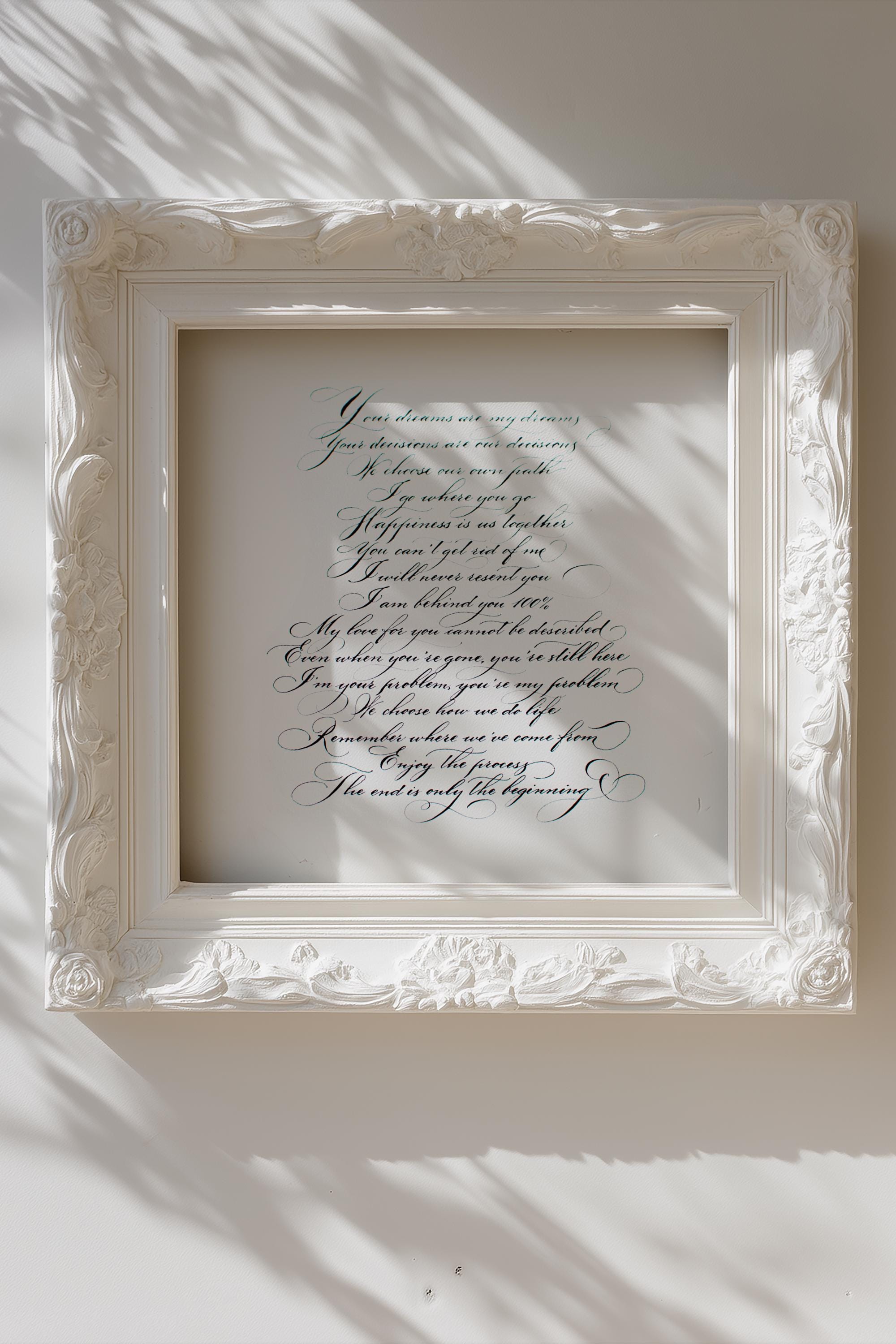 Handwritten Poem Wall Art 1st Paper Anniversary Gift Wedding Song Lyric ...