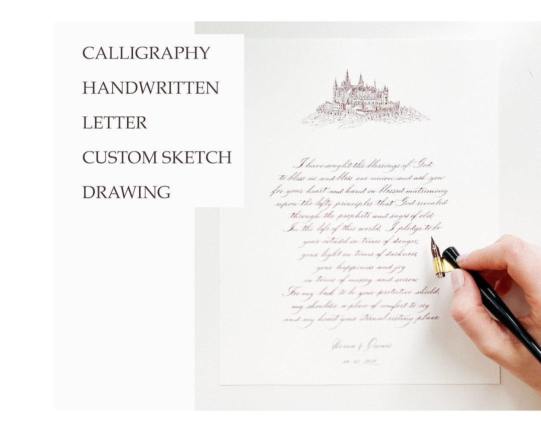 Custom Calligraphy Service Handwritten Wedding Vow Letter Drawing From ...