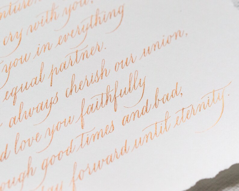 Calligraphy Custom Handwritten Letter Calligraphy Vow Custom ...