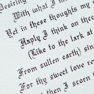 Custom Calligraphy Old English Lettering Handwritten Poem Calligraphy ...
