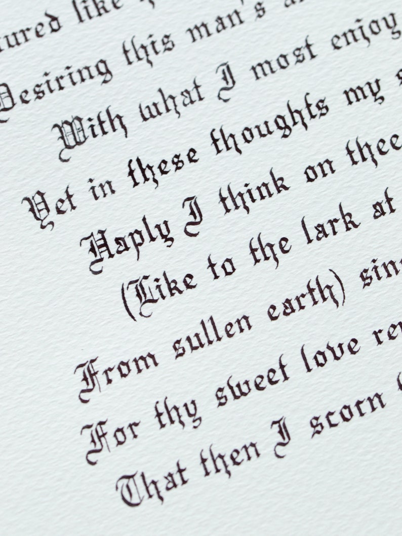 Custom Calligraphy Old English Lettering Handwritten Poem Calligraphy ...