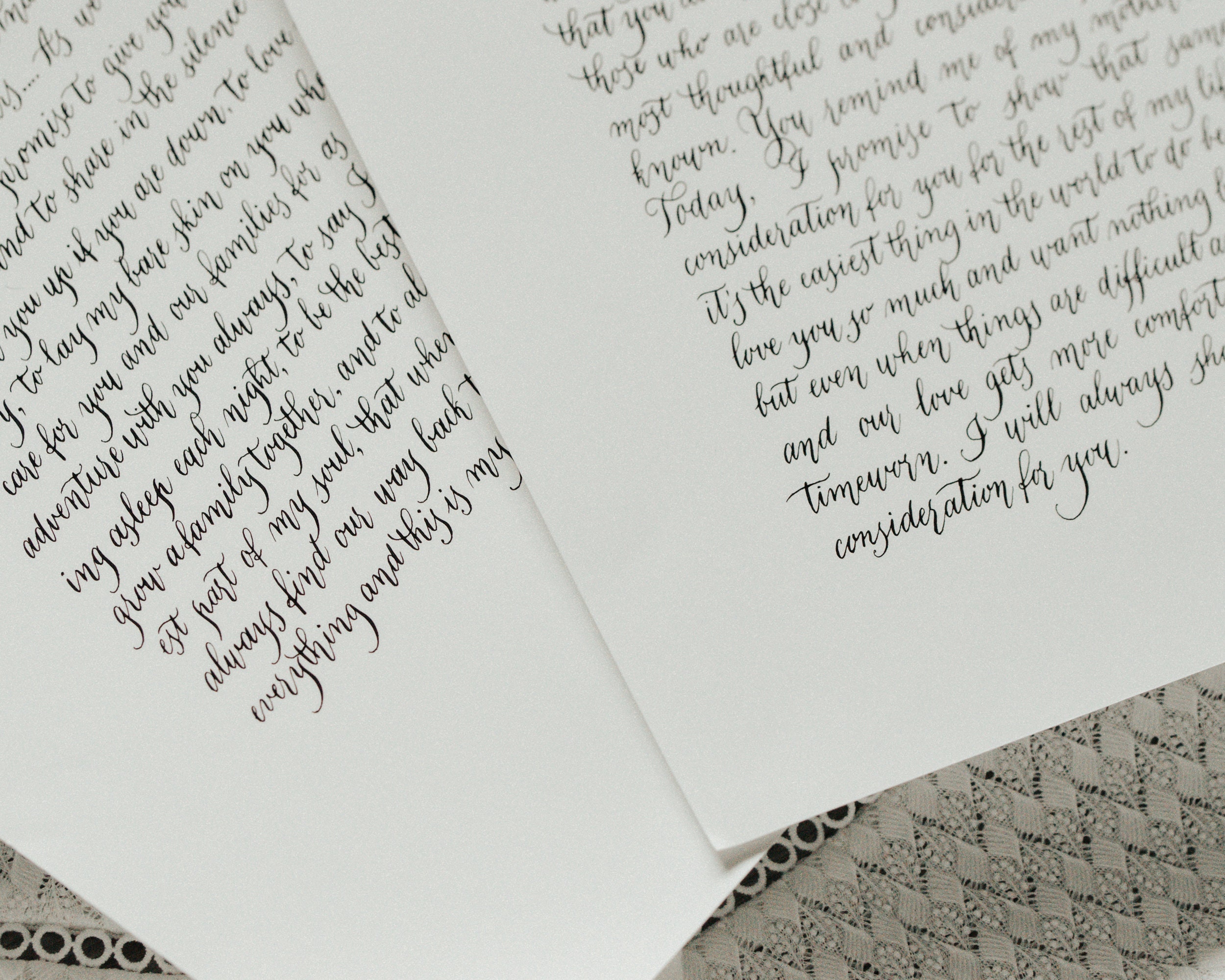 Custom Calligraphy Vow Handwritten Letter His and Her Marriage Promises ...