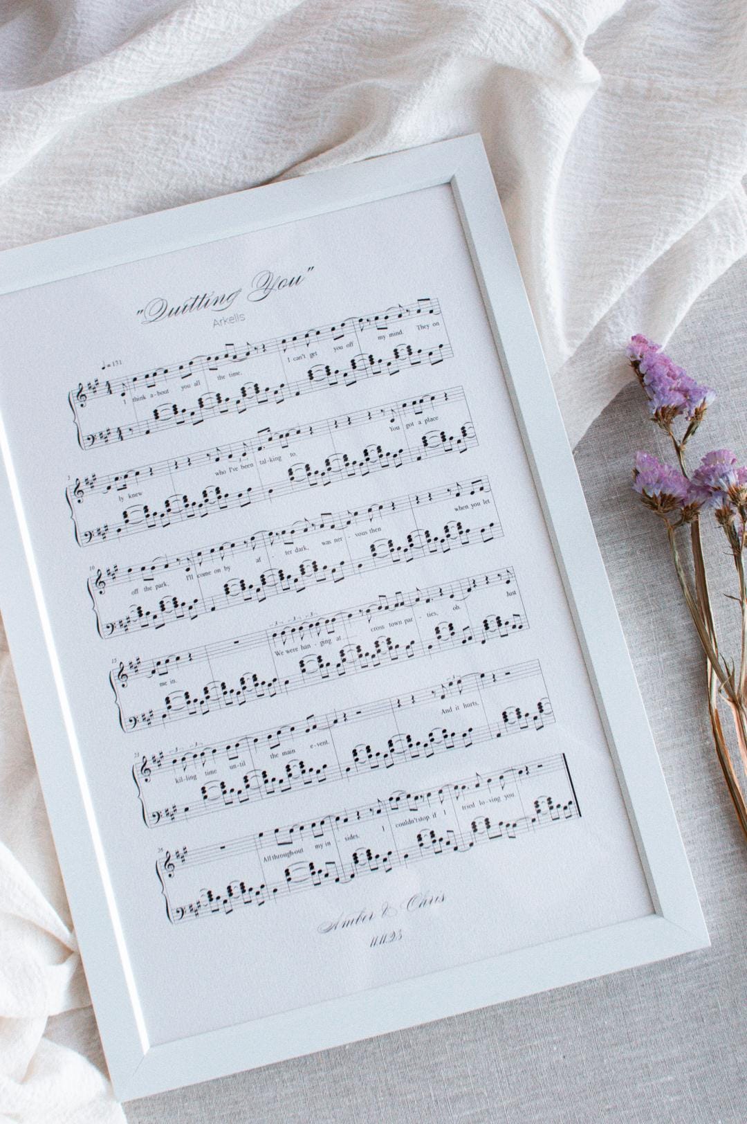 Framed Wedding Song Sheet Music Sheet Custom Sheet Music Print Song ...