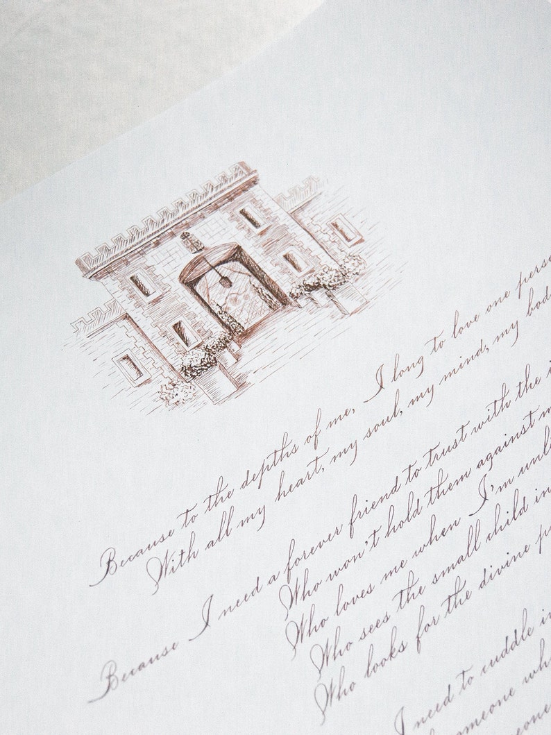 Custom Calligraphy Copperplate Service Handwritten Wedding Vow - Etsy