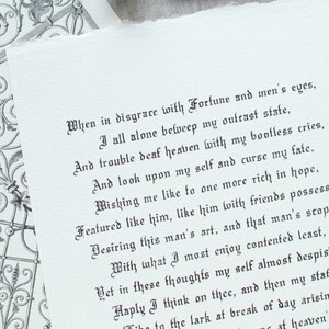 Custom Calligraphy Old English Lettering Handwritten Poem Calligraphy ...