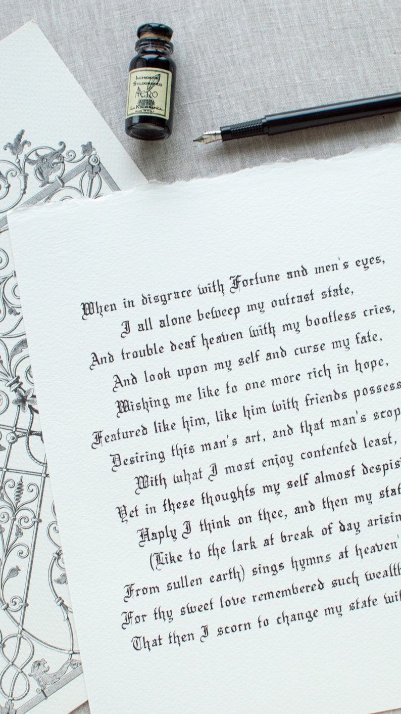 Custom Calligraphy Old English Lettering Handwritten Poem Calligraphy ...