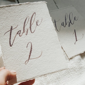 Wedding Table Purple Number Deckled Edge Handmade Ivory Paper ...