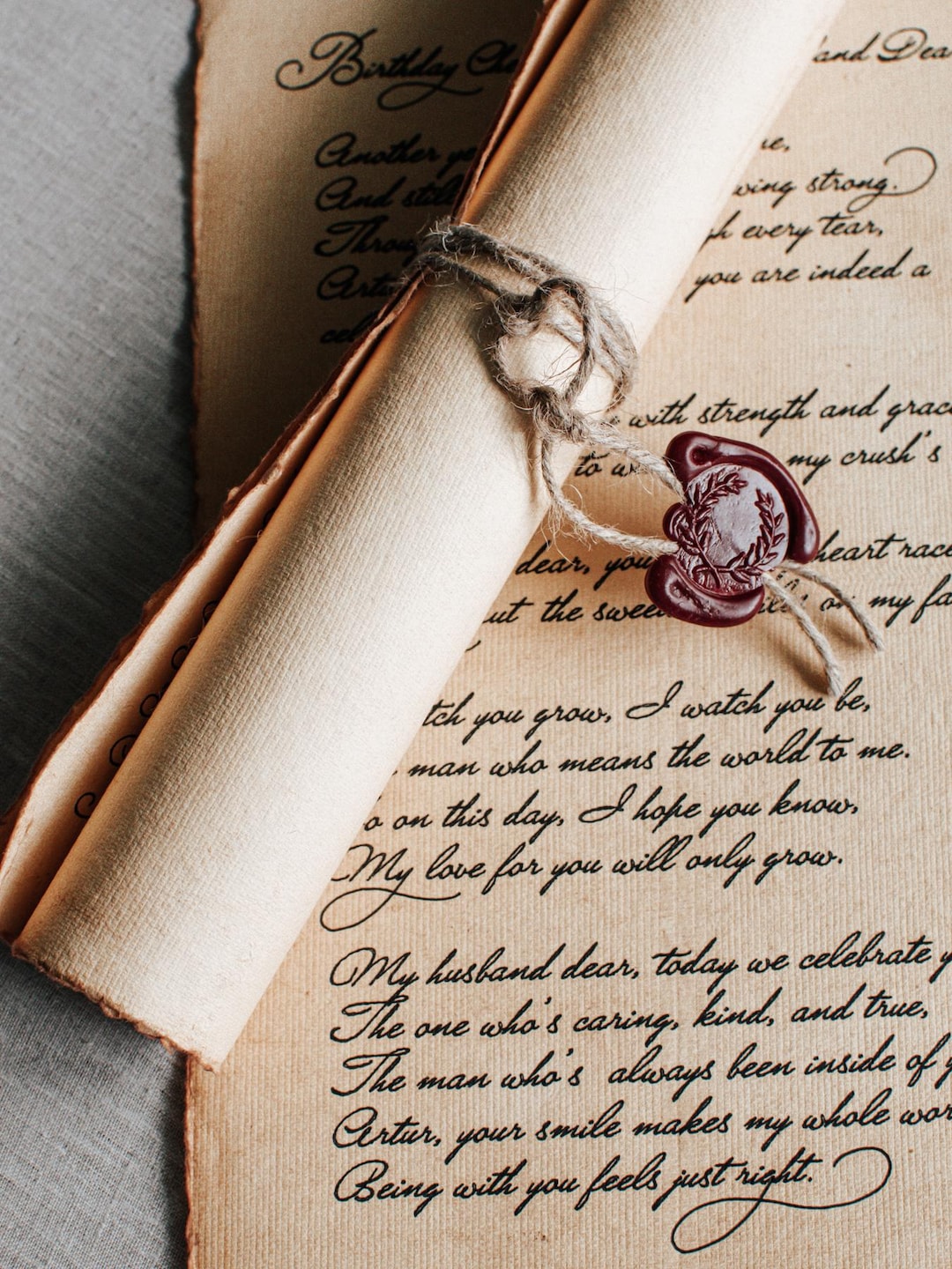 Handwritten Vintage Scroll Letter Handmade Wax Seal Letter Wedding Vows ...
