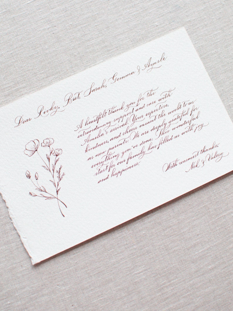Custom Calligraphy Service Handwritten Thank You Card Gift to Say Thank ...