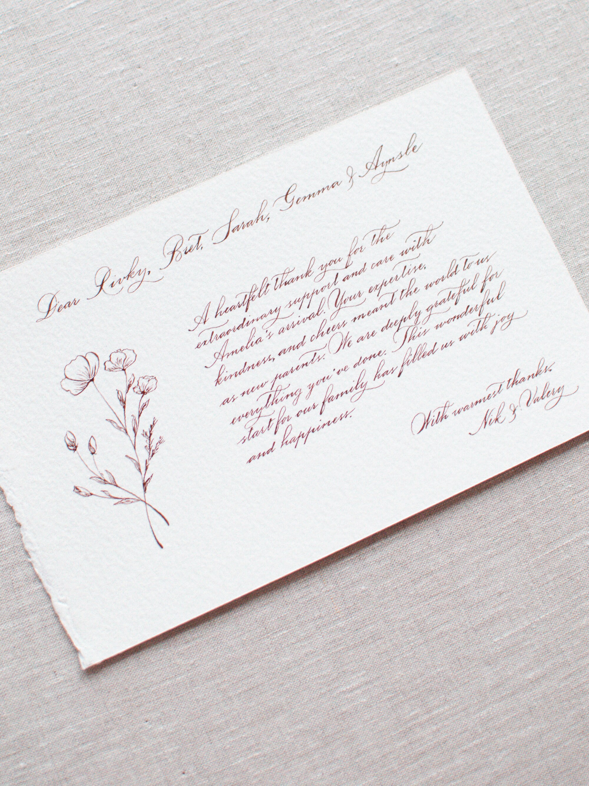 Custom Calligraphy Service Handwritten Thank You Card Gift to Say Thank ...