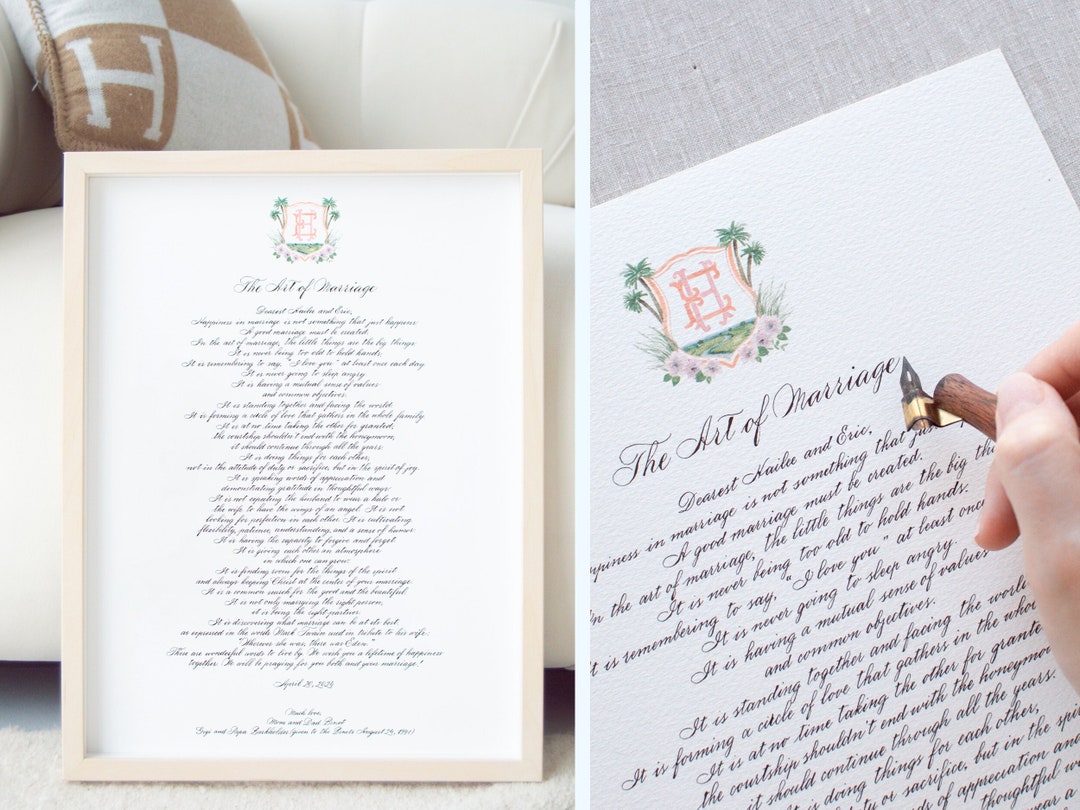 Wedding Blessing Custom Calligraphy Service Handwritten Wedding Gift ...