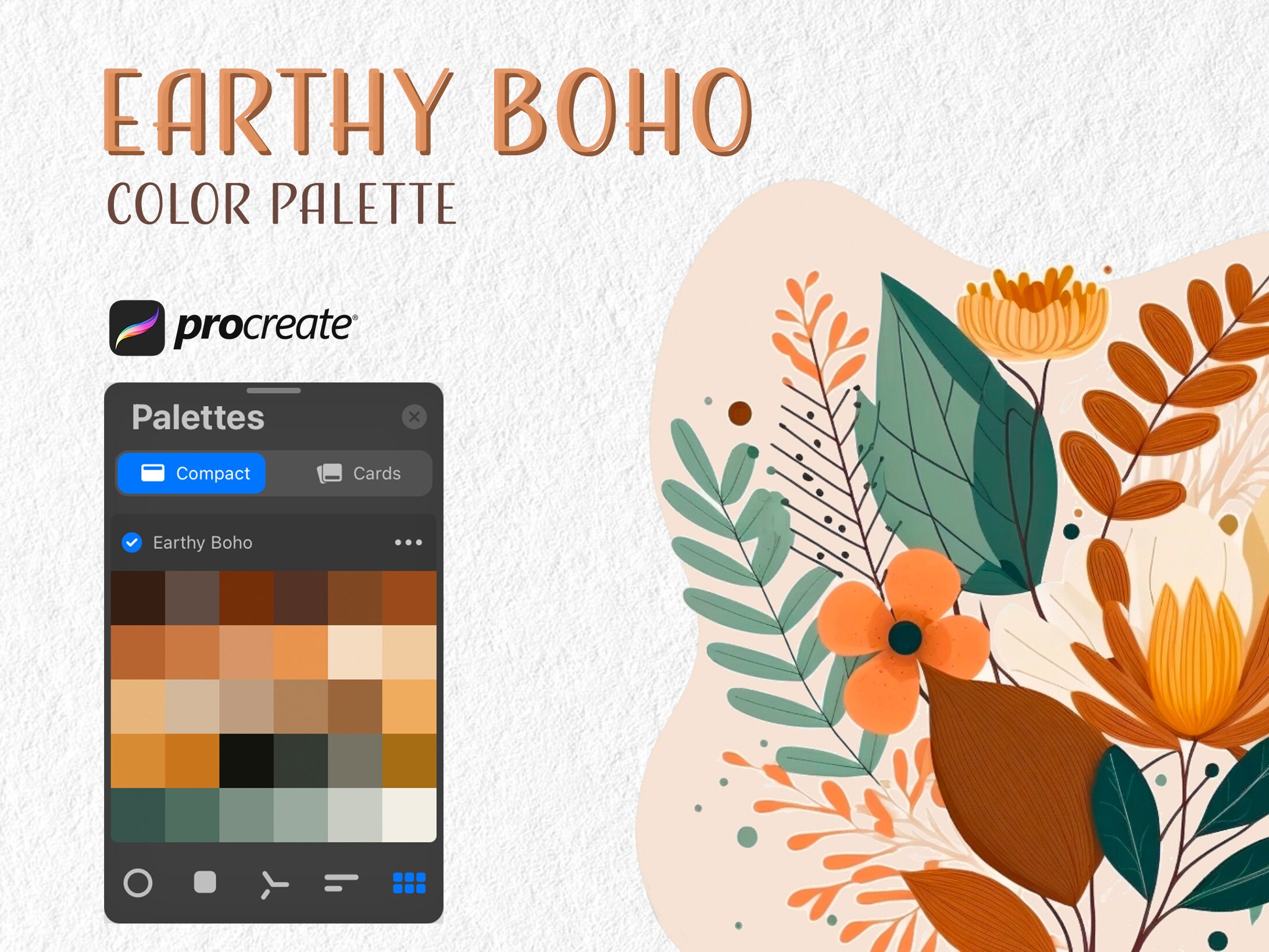 Procreate Color Palette Earthy Boho Color Scheme Branding Design ...