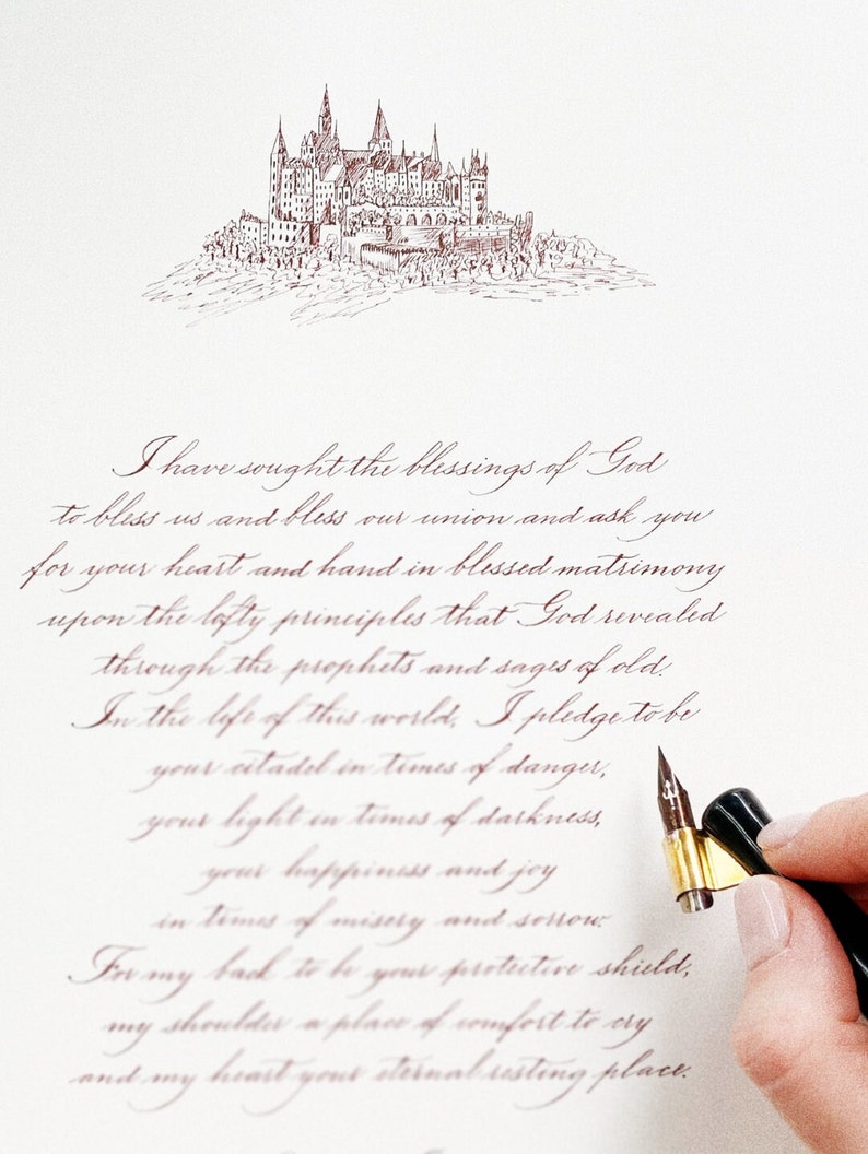 Custom Calligraphy Copperplate Service Handwritten Wedding Vow - Etsy