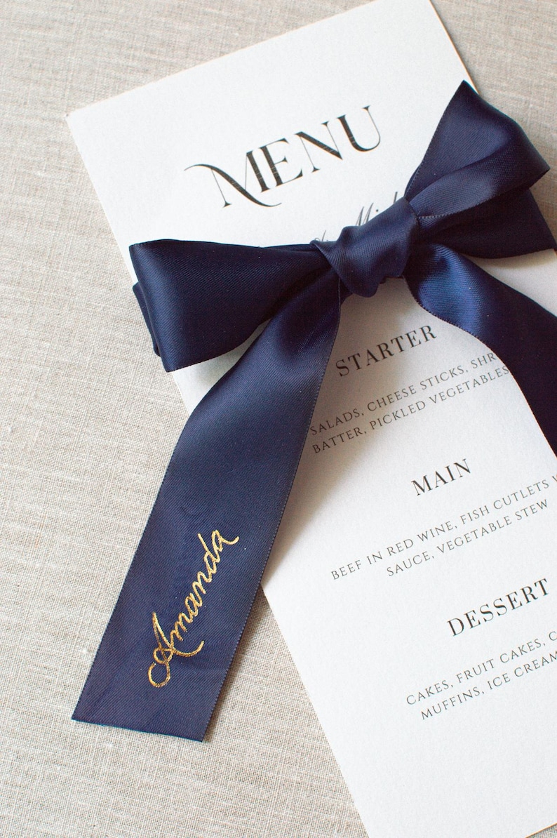 Custom Name Ribbon Ribbon Place Setting for Wedding Event Bow Place ...
