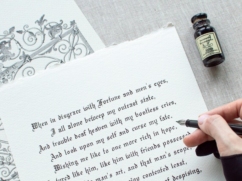 Custom Calligraphy Old English Lettering Handwritten Poem Calligraphy ...