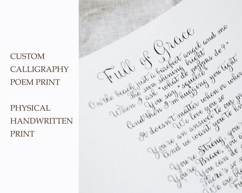 Custom Poem Print Calligraphy Quote Poetry Wall Art Personalized ...
