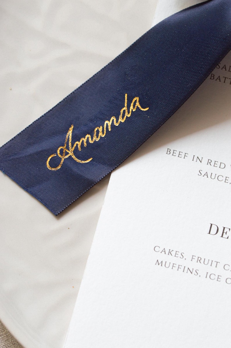 Custom Name Ribbon Ribbon Place Setting for Wedding Event Bow Place ...