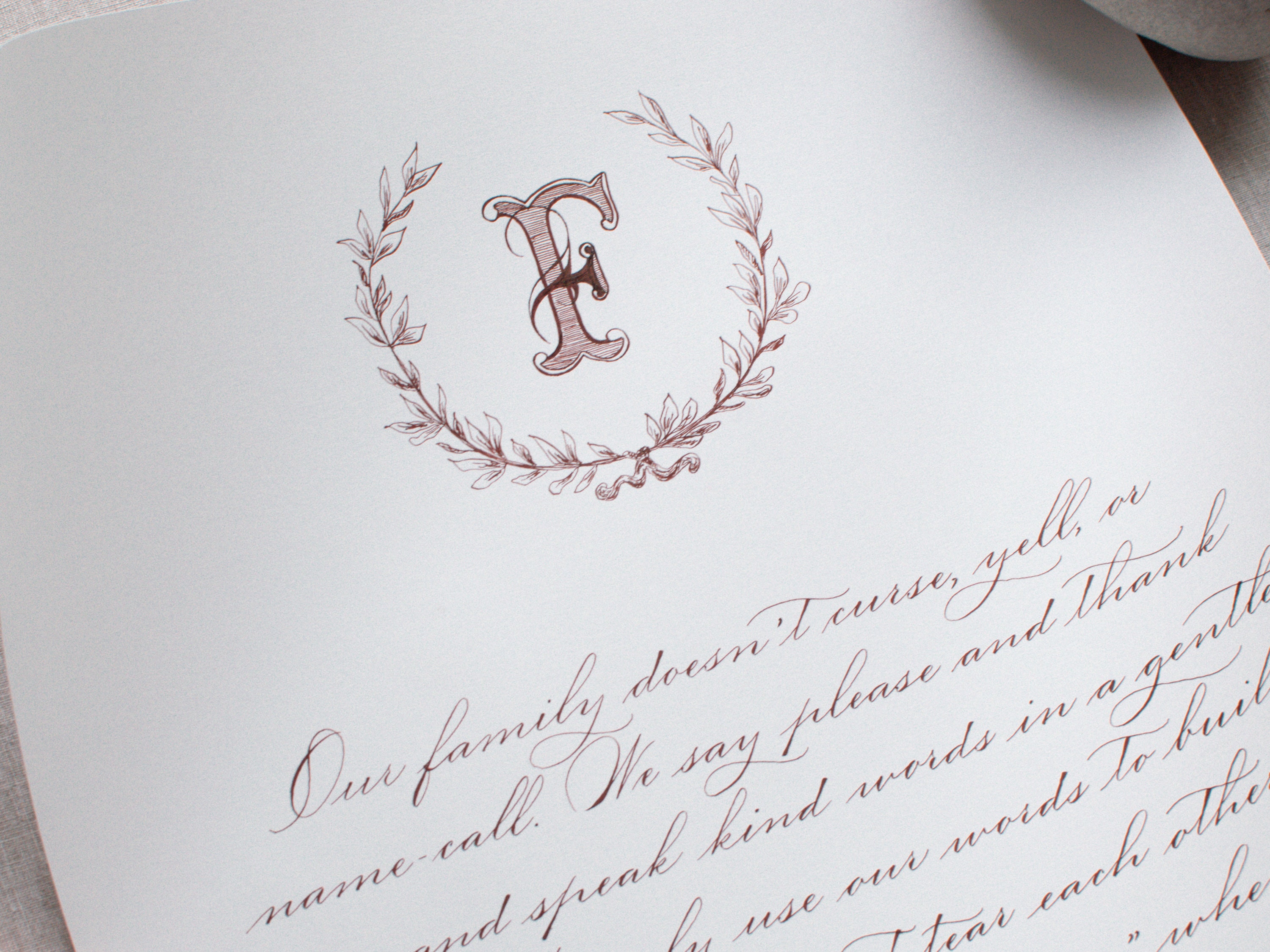 Custom Calligraphy Service Family Reminder Family Value House Motto ...