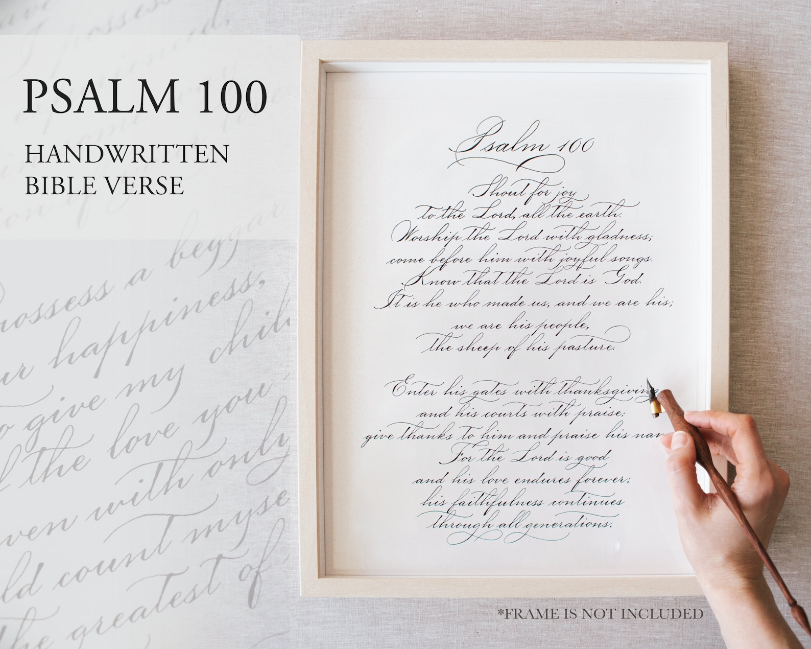 Psalm 100 Handwritten Bible Verse Wall Art Custom Christian Home Decor ...