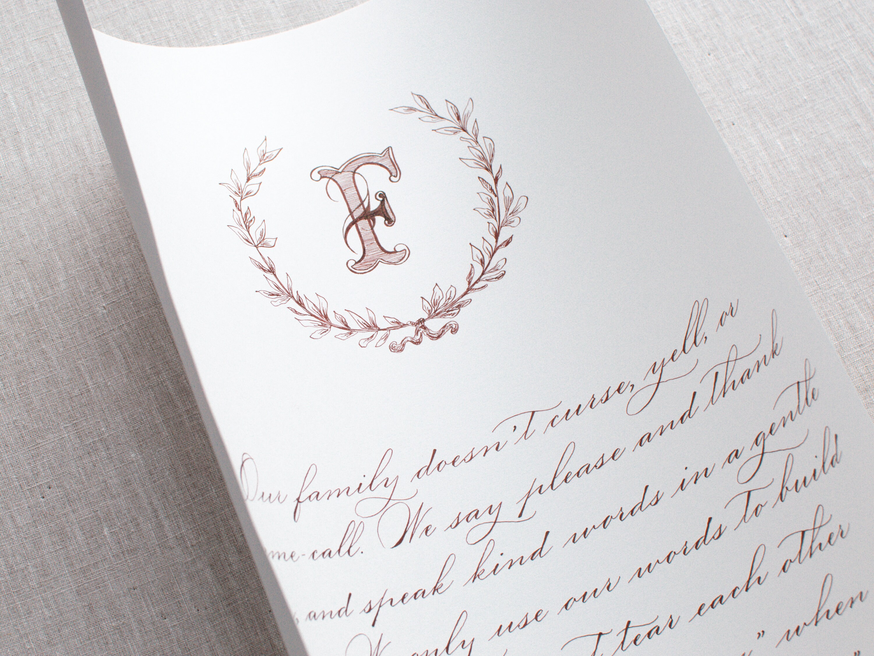 Custom Calligraphy Service Family Reminder Family Value House Motto ...