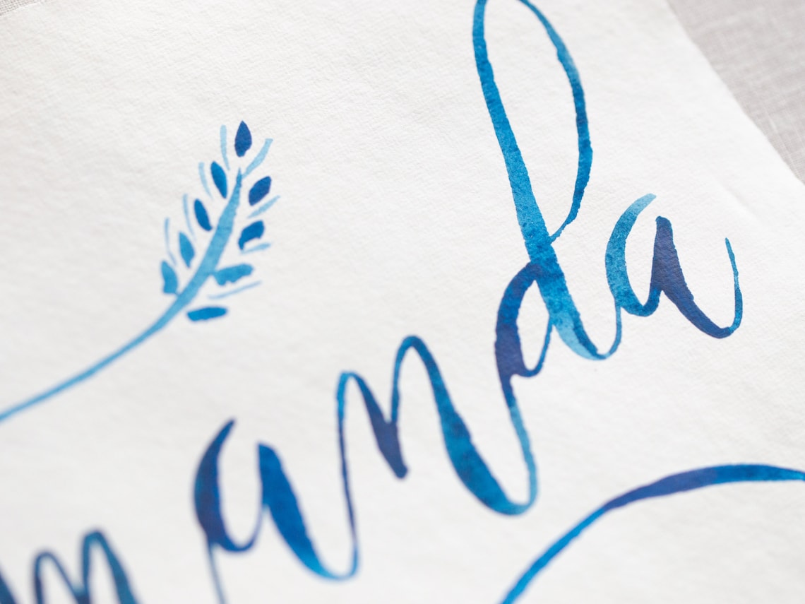 Custom Watercolor Name Calligraphy Print Watercolor Nursery Wall Decor ...