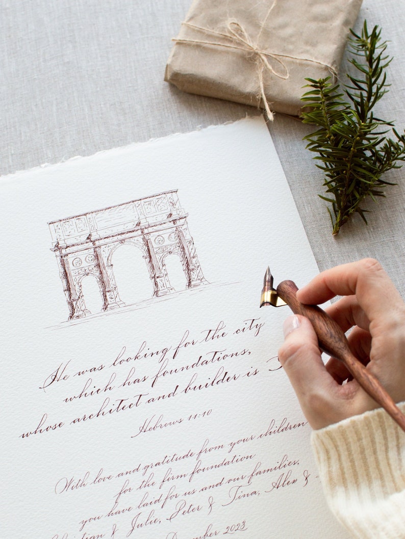 Personalisierter Kalligraphie-Druck, Geschenkbrief eines Architekten ...