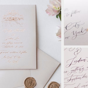 Handpainted Couple Invitation Watercolor Wedding Invite Custom Wedding ...