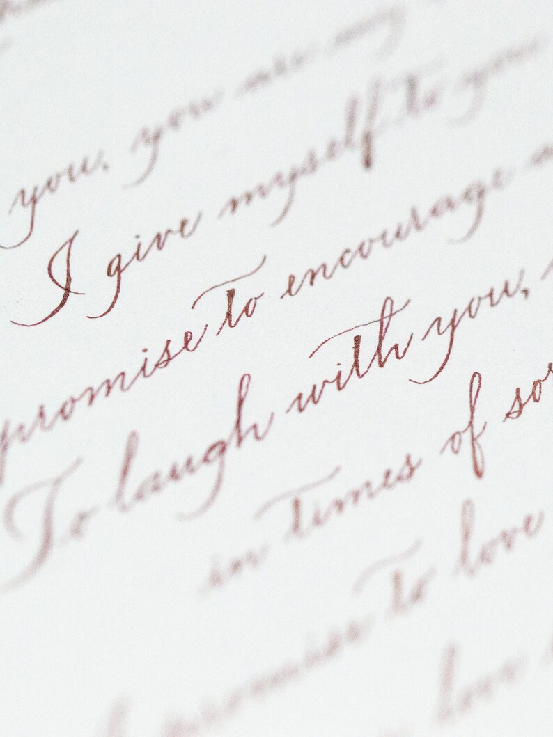 Custom Calligraphy Copperplate Service Handwritten Wedding Vow - Etsy