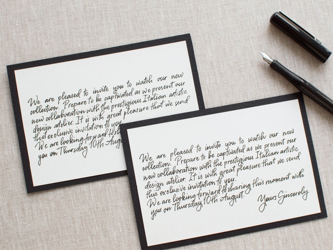 Handwritten Invitation Custom Handwritten Style Note Card Calligraphy ...
