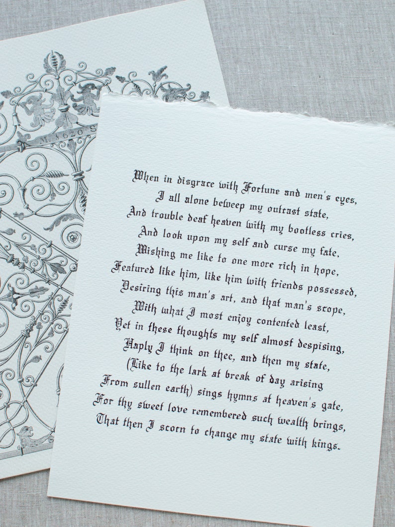Custom Calligraphy Old English Lettering Handwritten Poem Calligraphy ...