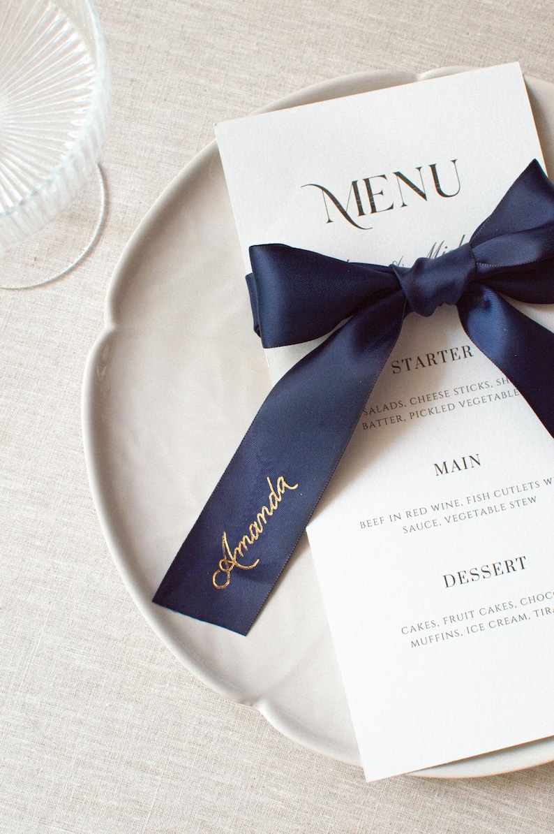 Custom Name Ribbon Ribbon Place Setting for Wedding Event Bow Place ...