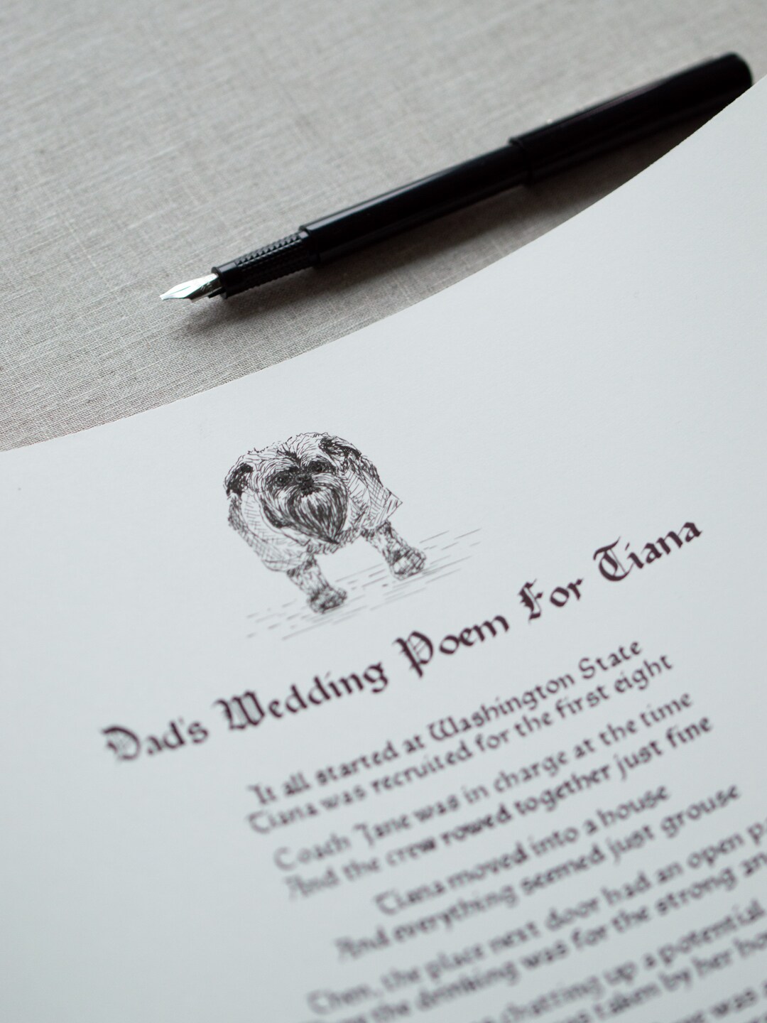 Custom Calligraphy Service Handwritten Wedding Poem Letter Sketch ...