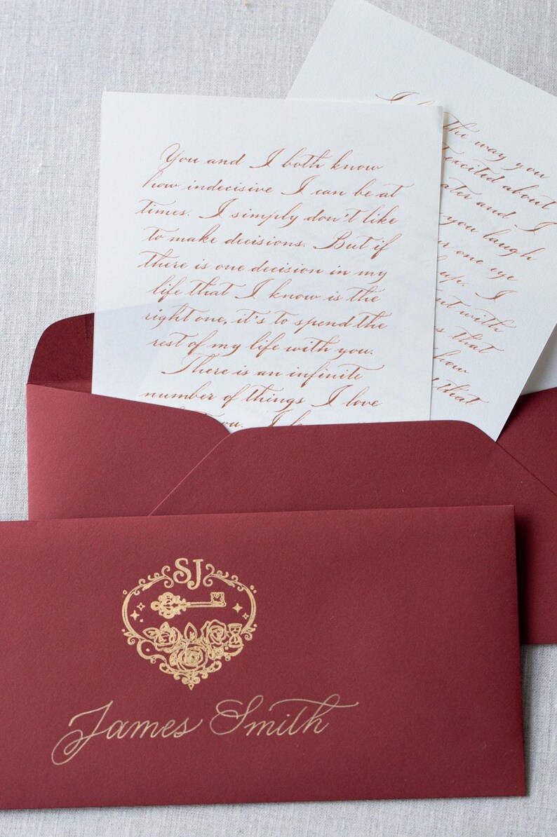 Custom Hand-painted Envelope With Monogram and Letter (5.3x7in) - Etsy