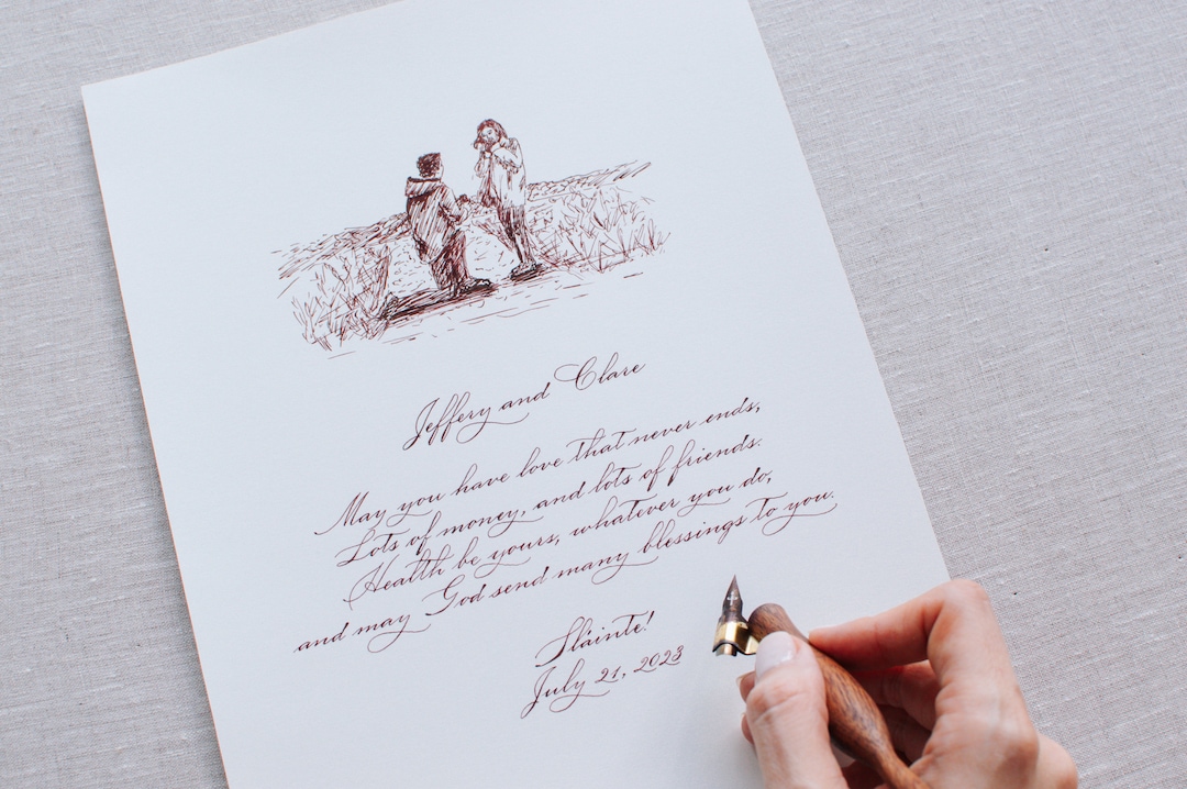 Custom Calligraphy Service Handwritten Wedding Vow Letter Drawing From ...