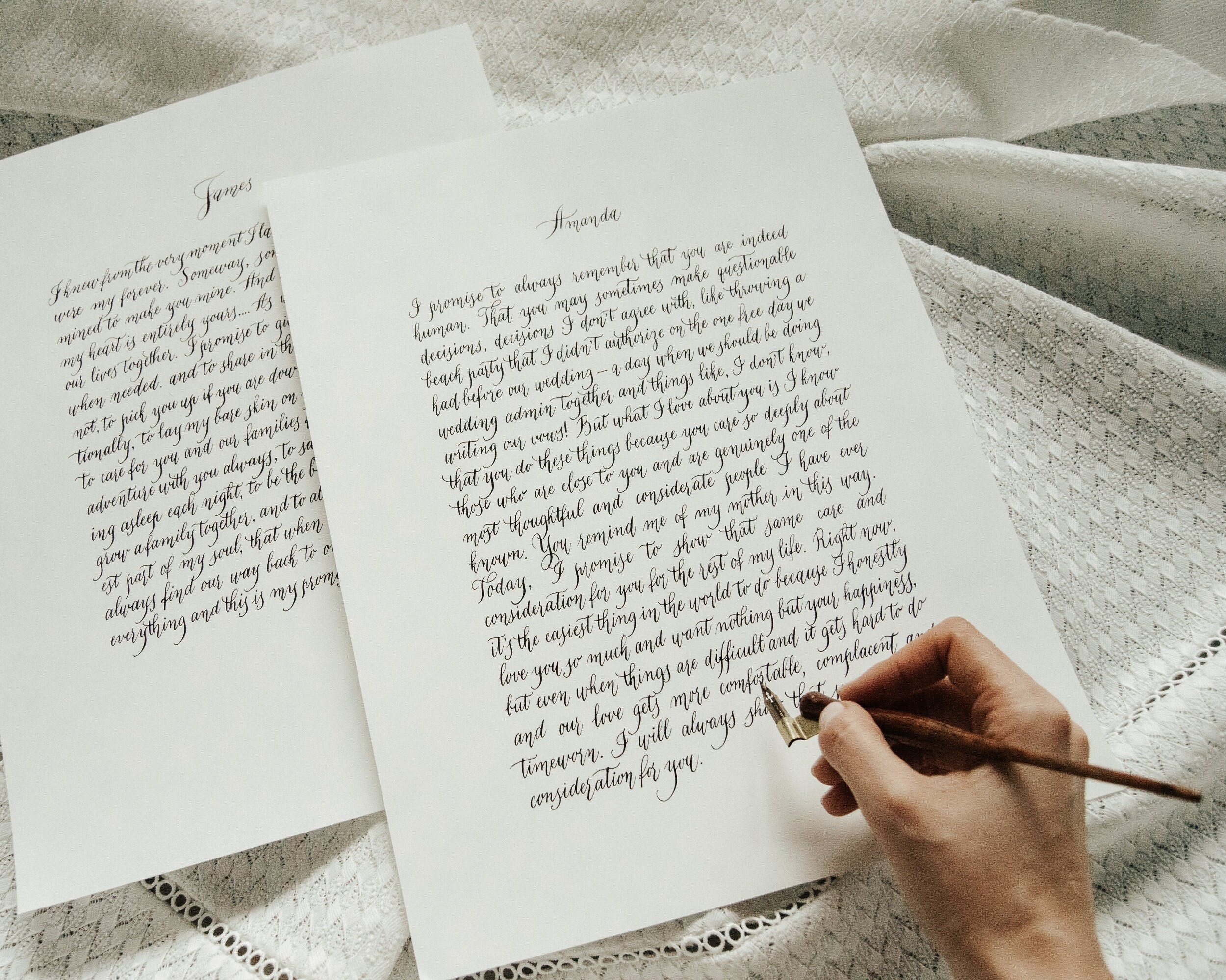 Custom Calligraphy Vow Handwritten Letter His and Her Marriage Promises ...