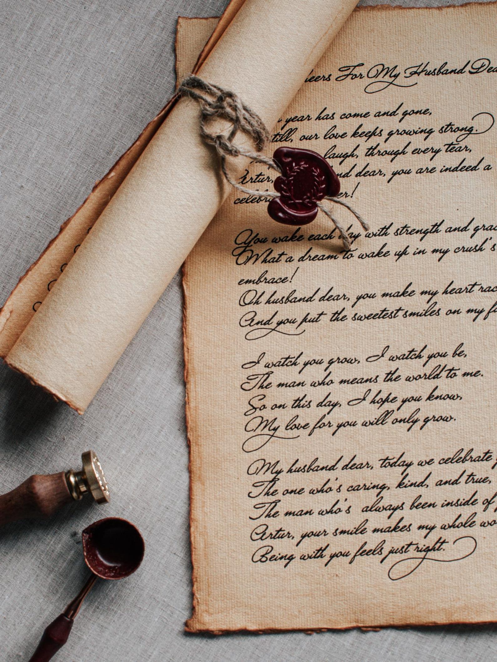 Handwritten Vintage Scroll Letter Handmade Wax Seal Letter Wedding Vows ...