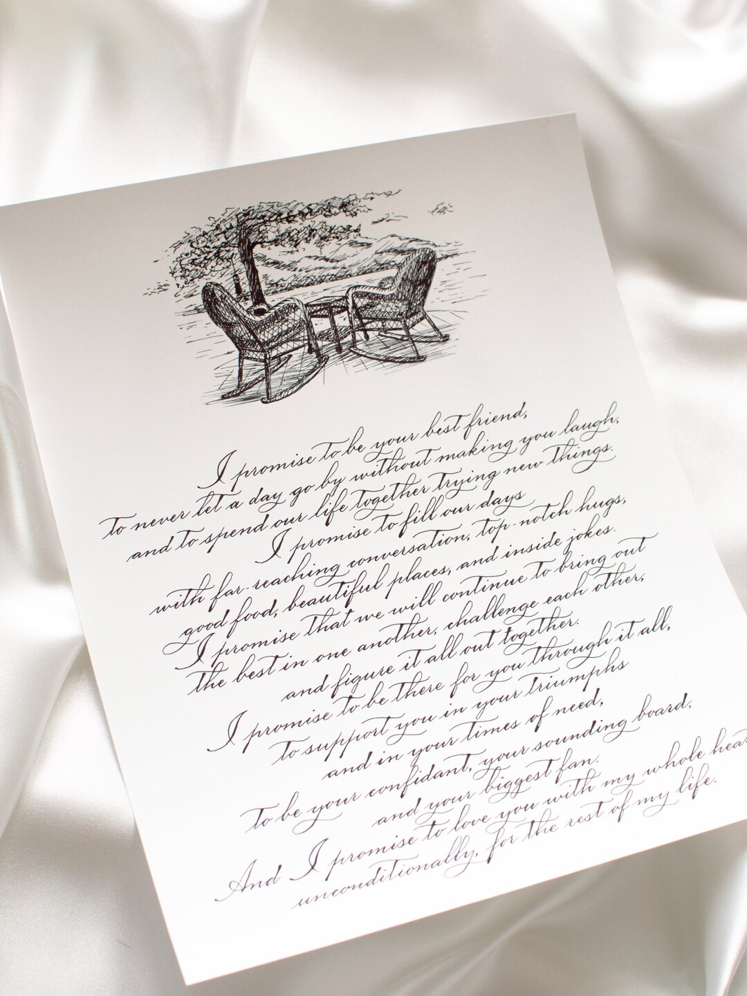 Custom Calligraphy Poster Handwritten Calligraphy Service Wedding Vow ...